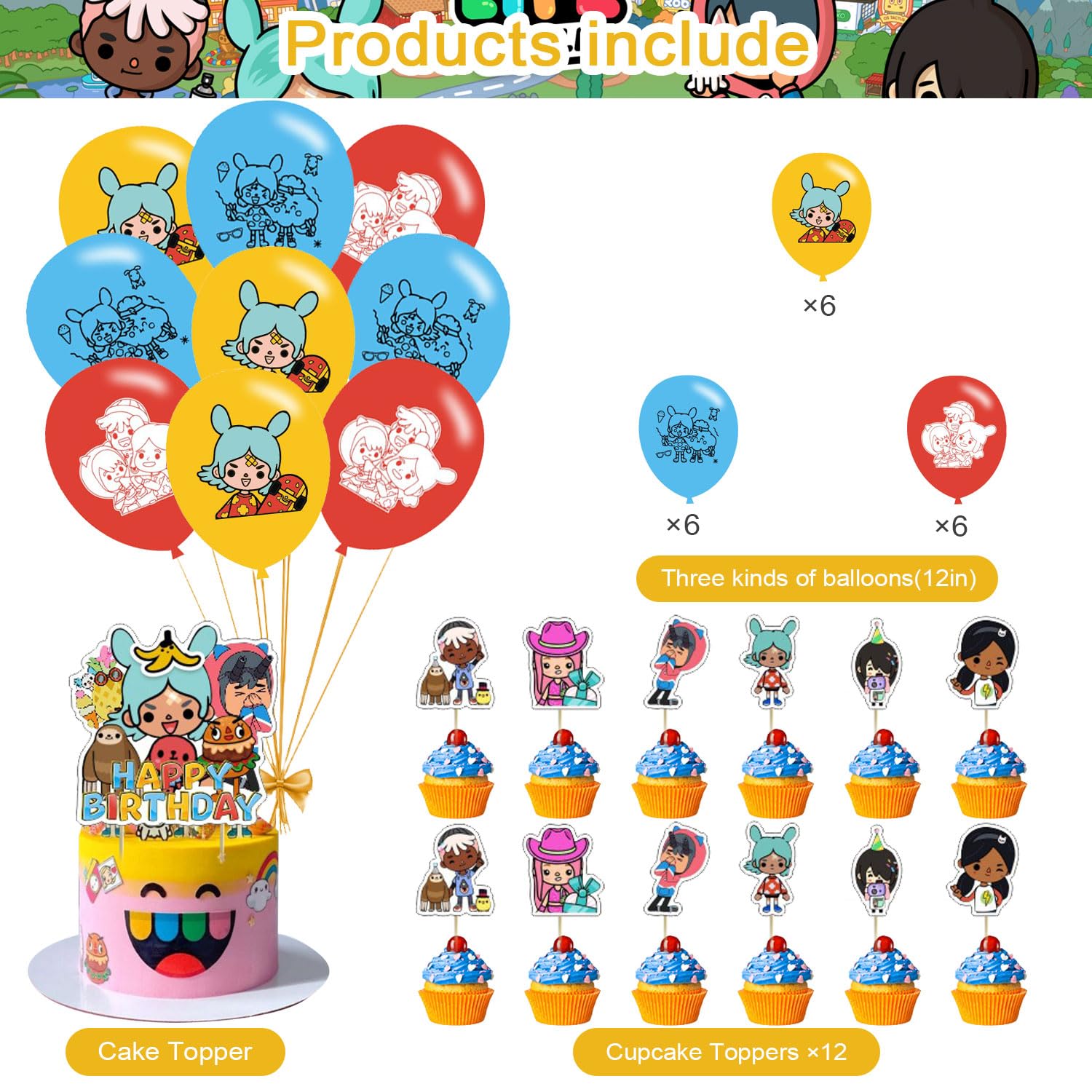 Snapklik.com : Toca Life World Theme Party Supplies,Toca Bo-ca Birthday ...