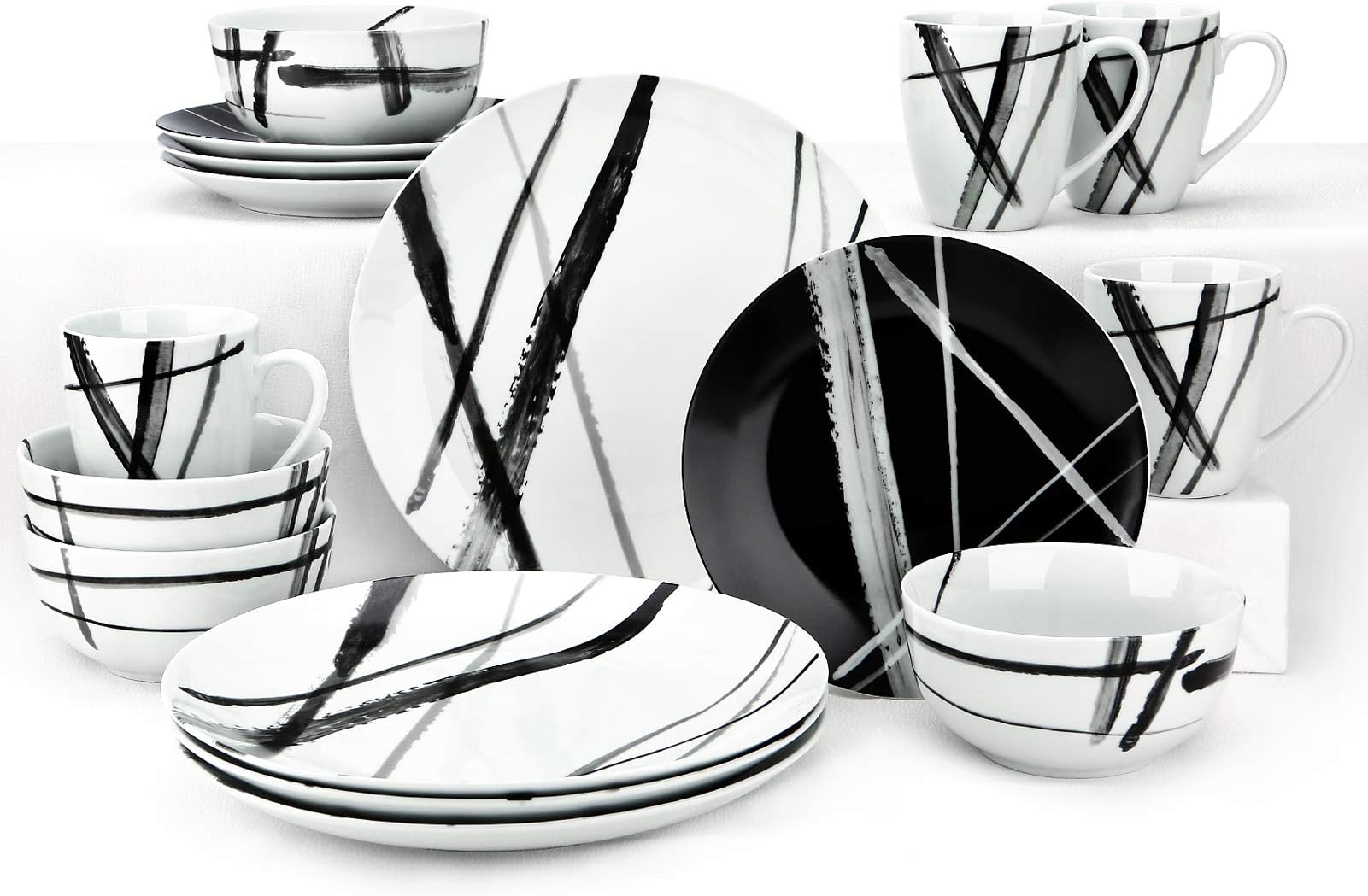 Amazon.com | Elama Square Stoneware Loft Collection Dinnerware Dish Set ...