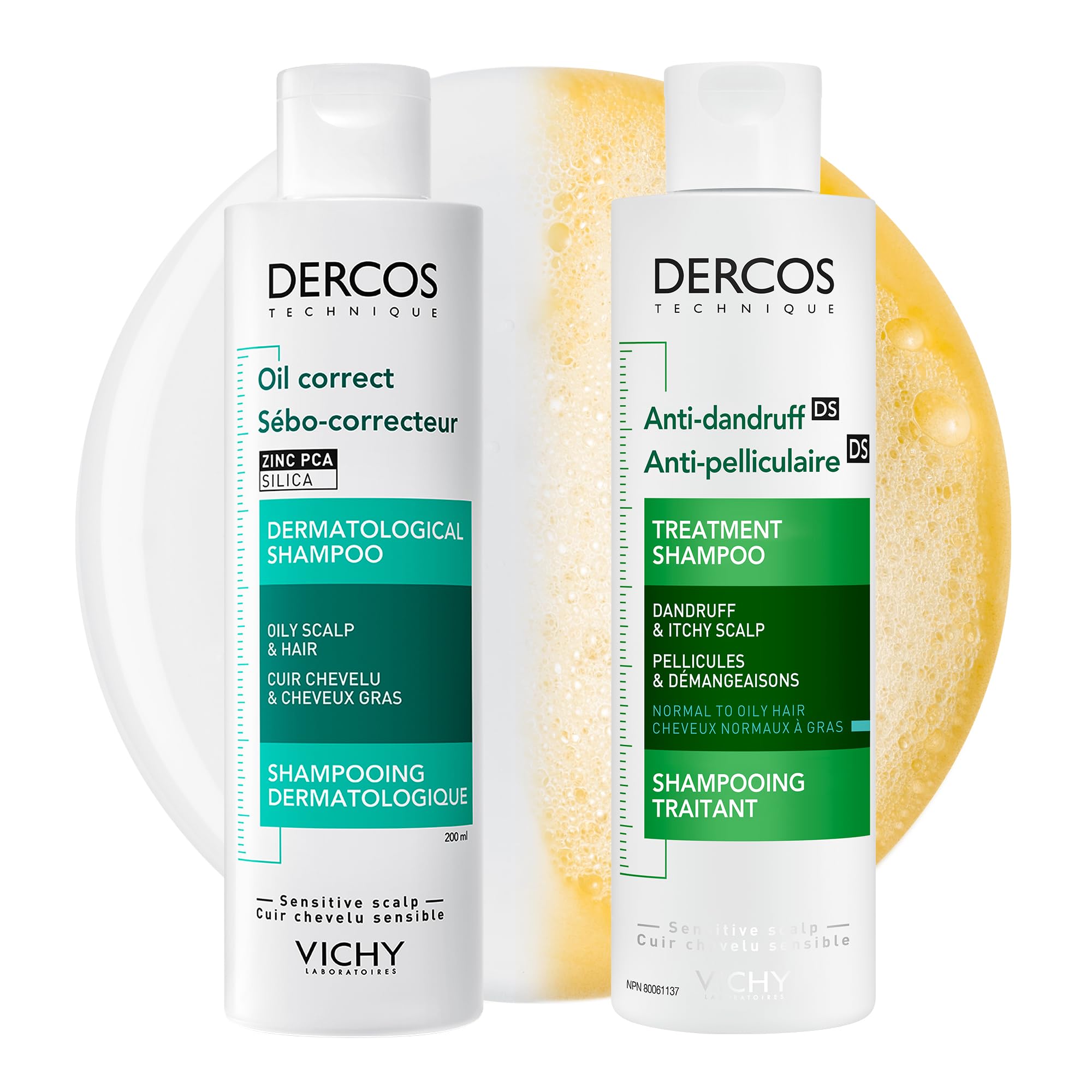 Vichy Dercos Anti-Dandruff Shampoo & Oil Correct Hair Shampoo BUNDLE ...