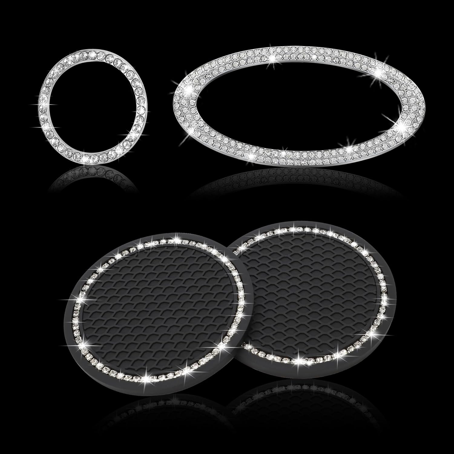 Amazon.com: TOMALL Bling Crystal Car Cup Holder Coaster Engine Start ...