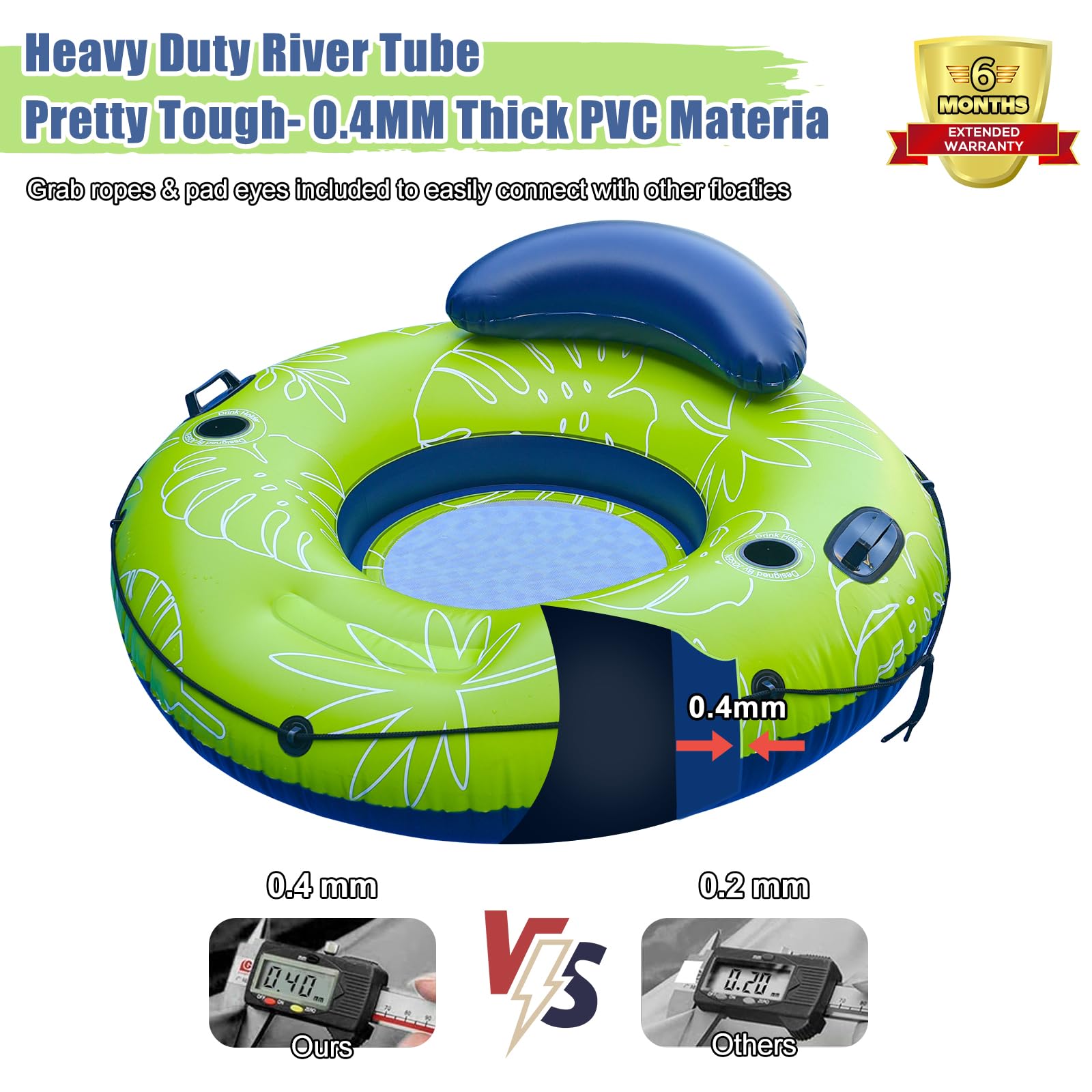 Heavy Duty River Tubes Float with Cup Holders for Pool and Lake - 53 ...