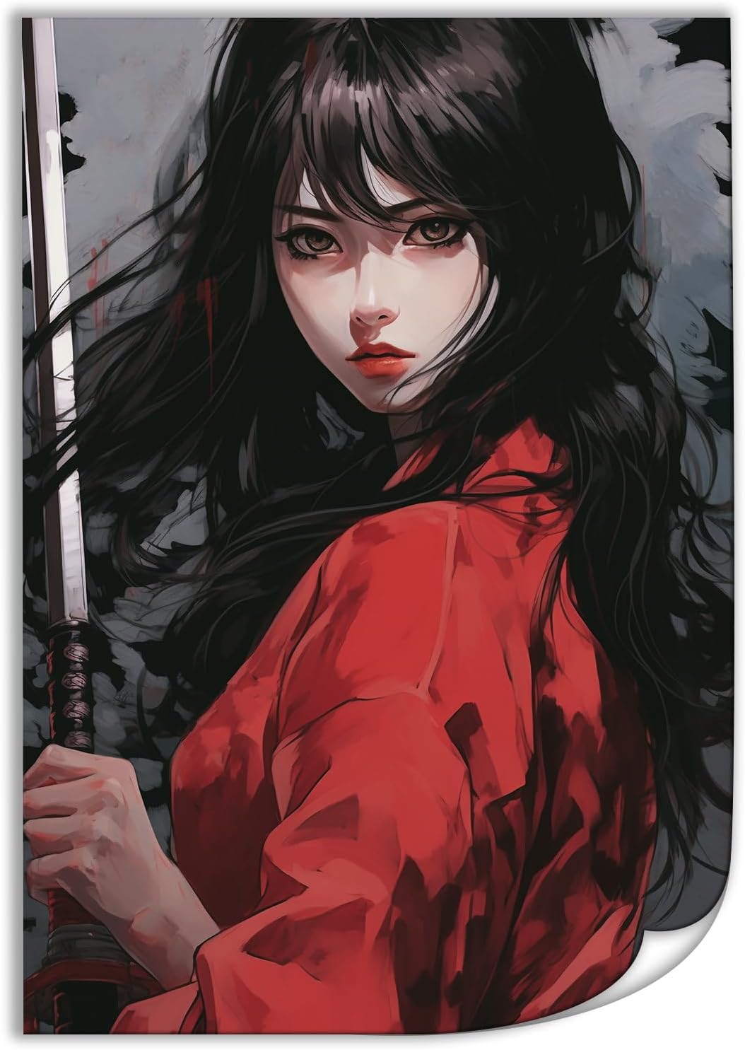 Amazon.com: Japanese Asian Female Anime Samurai Girl Poster Canvas Wall ...