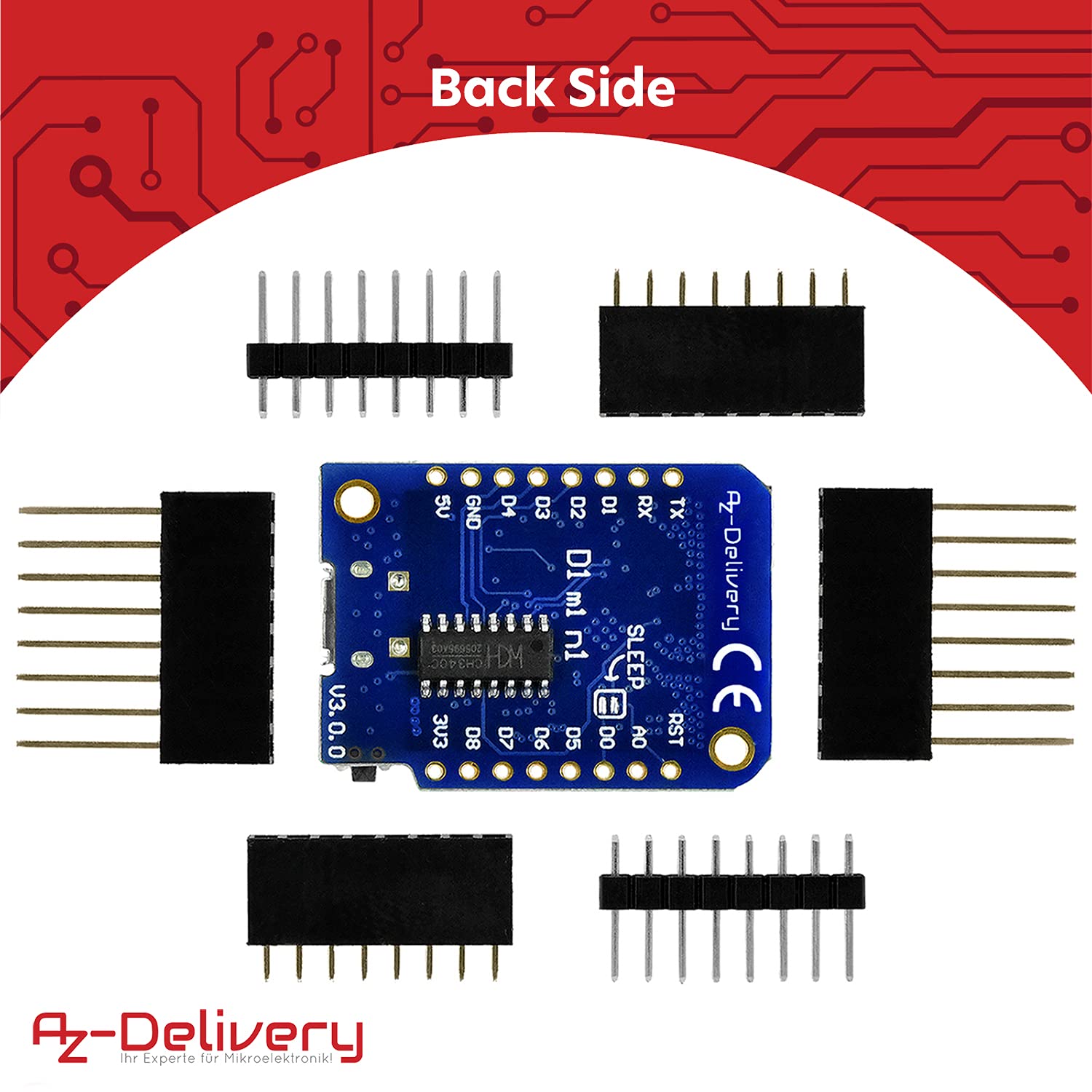 AZDelivery D1 Mini V3 NodeMCU ESP-8266 WiFi IoT Micro USB WLAN ...