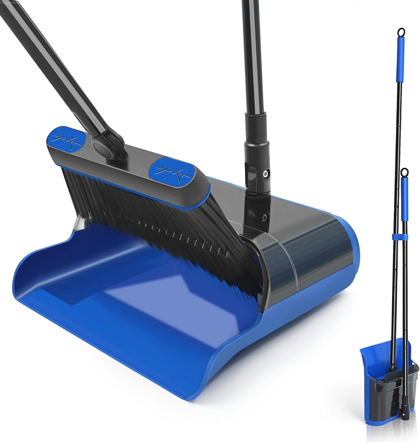 JEHONN Broom and Dustpan Set, Upgraded Large Foldable Dust Pan and ...