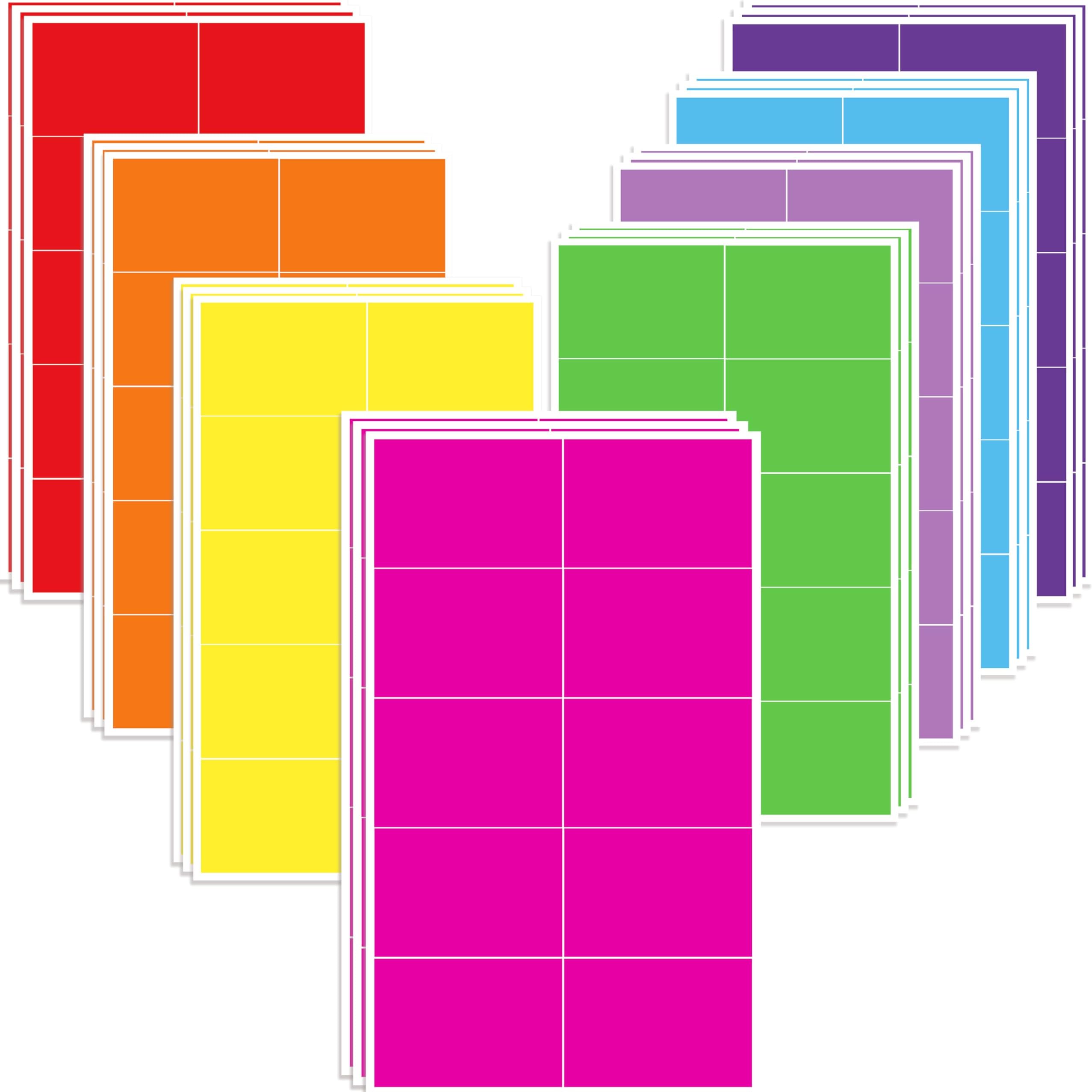 Amazon.com : Colored Labels Stickers 3 x 2 Inch 5 Fluorescent Color ...
