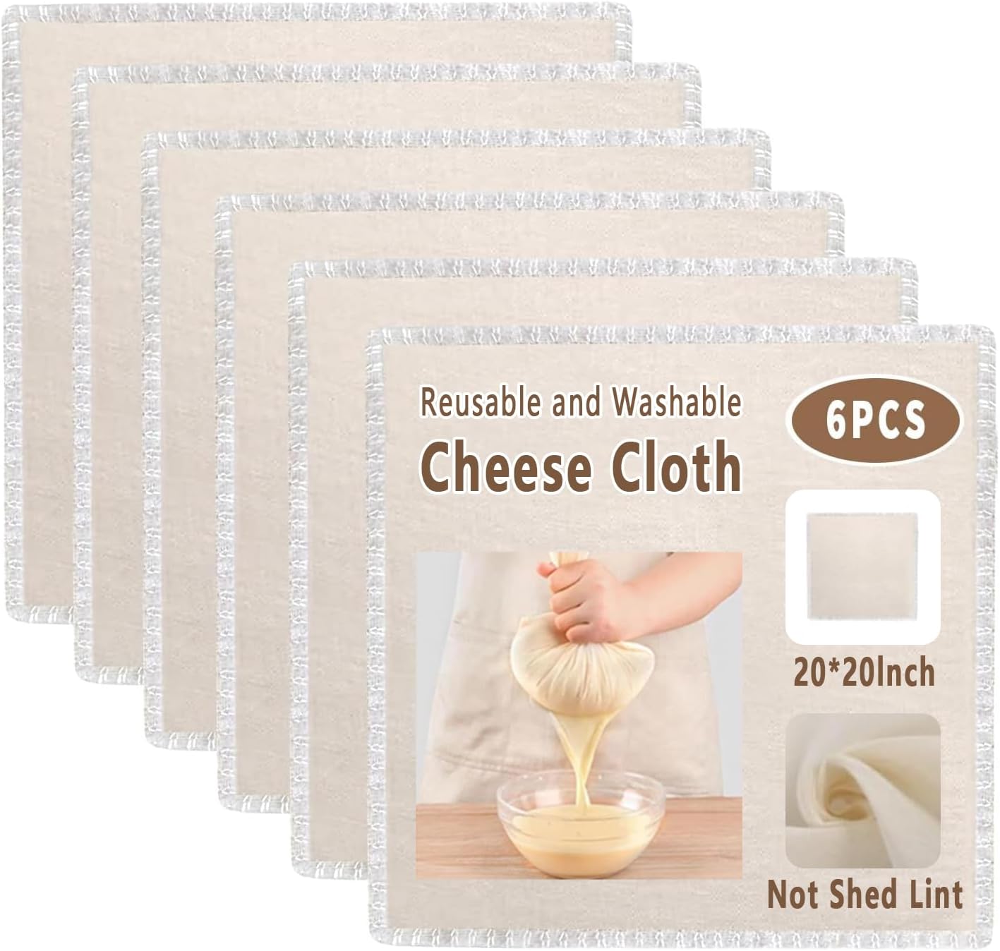 Amazon.com: Bigladious Cheesecloth, 20 x 20 Inch 100% Unbleached Precut ...