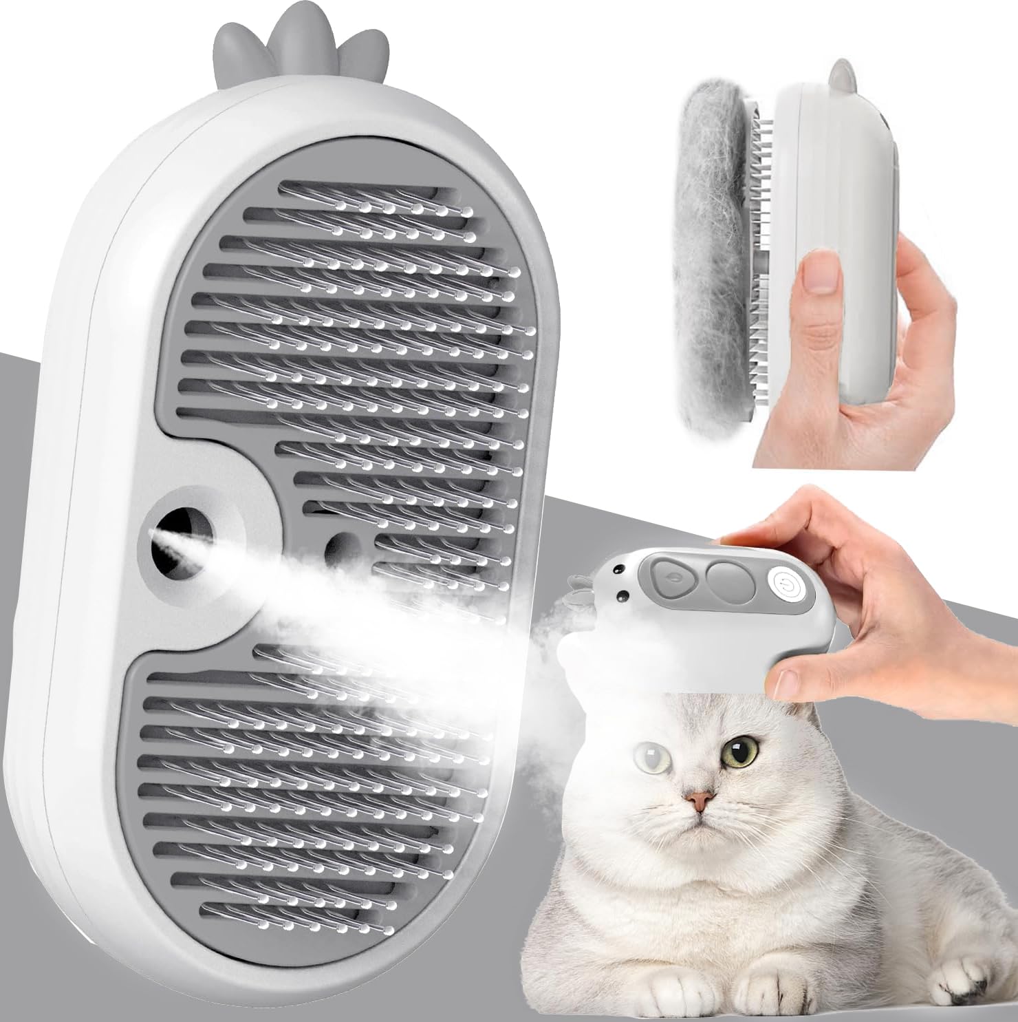 Aymxcls Cat Steam Brush with Release Button,Self Cleaning Spray Cat ...