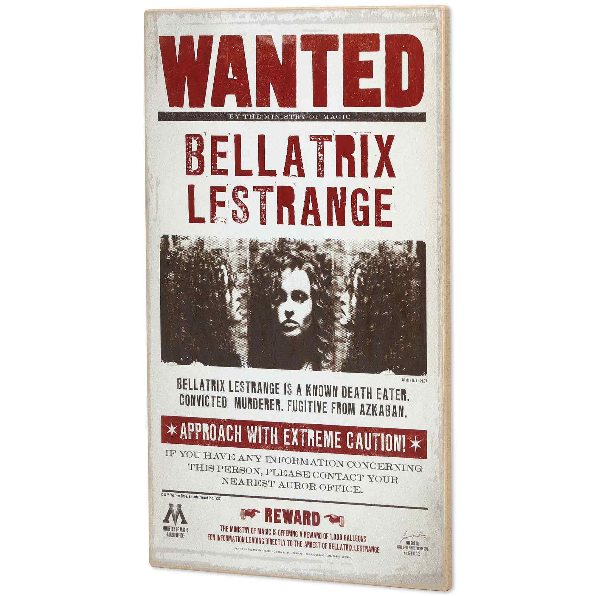 Snapklik.com : Harry Potter Bellatrix Lestrange Wanted Poster Wood Wall Decor