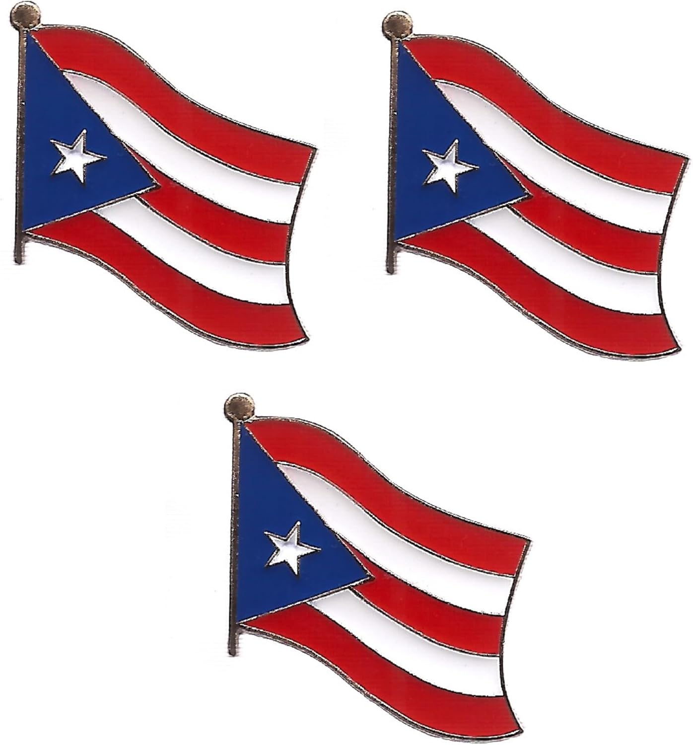 Amazon.com: PACK of 3 Puerto Rico Single Flag Lapel Pins, Puerto Rican ...