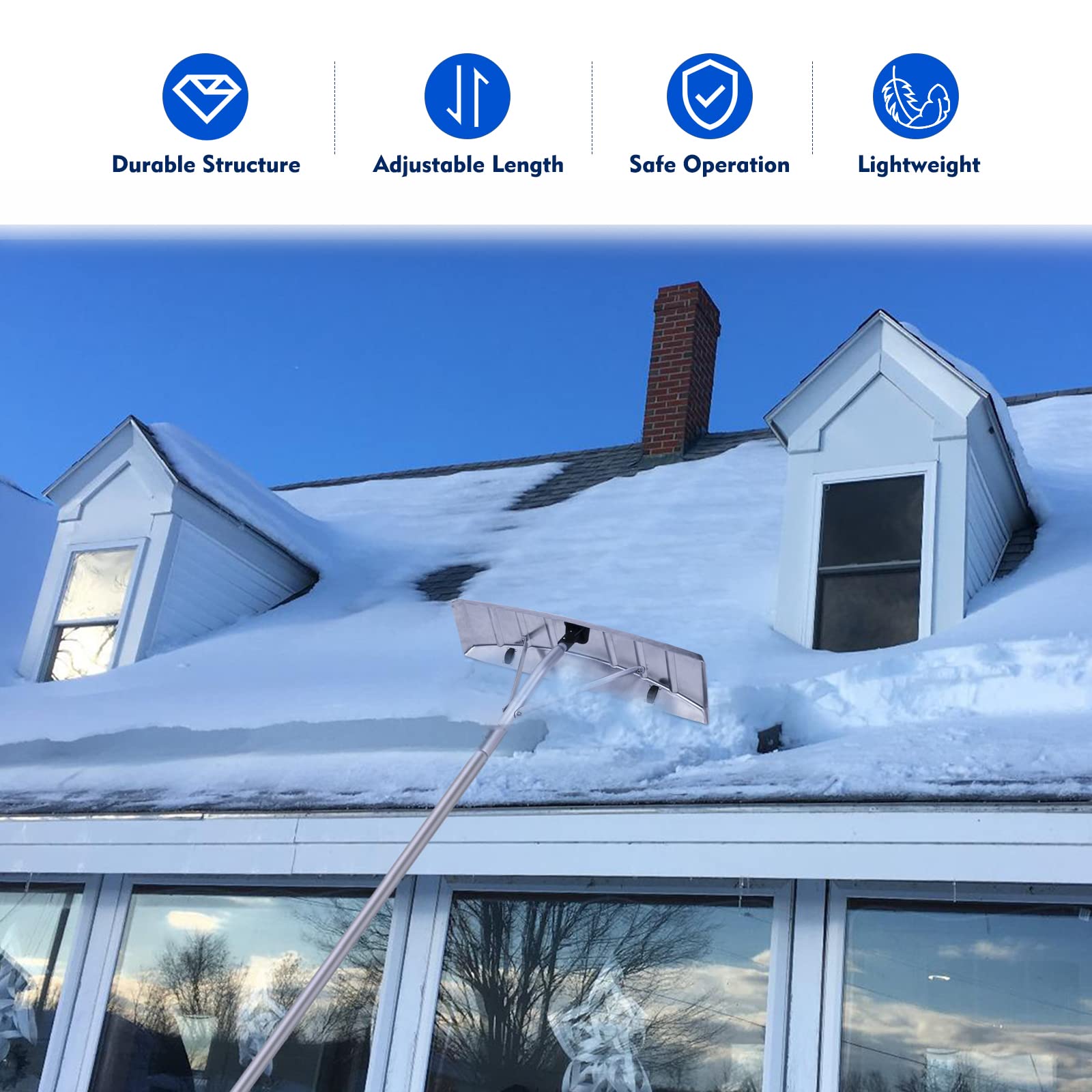 Scratch Free Snow Roof Rake with Wheels for Snow Removal, 4.78â€™-19 ...