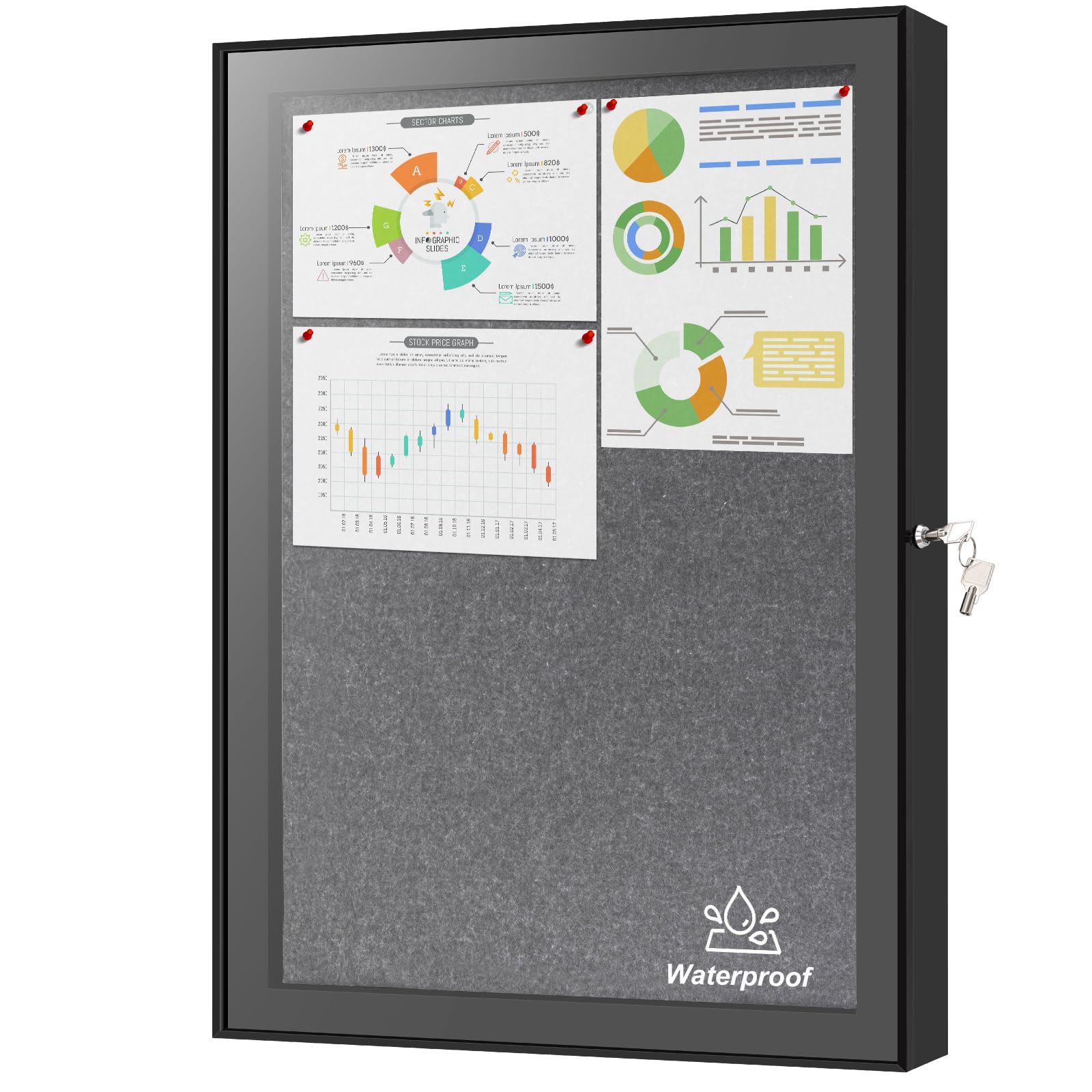 Amazon.com : Mooliwe 32 x 24" Heavy Duty Enclosed Bulletin Board with ...