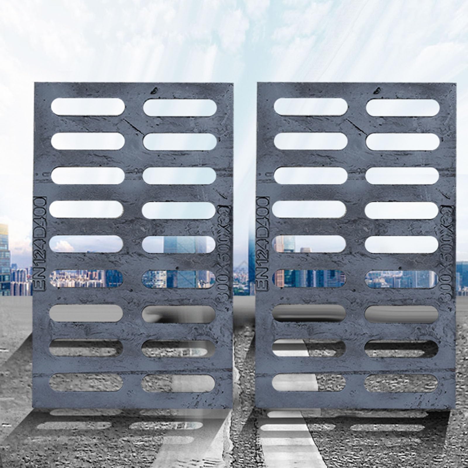 2pcs Driveway/Garden/Patio/Basement Trench Drain Grate Cover, Cast Iron ...