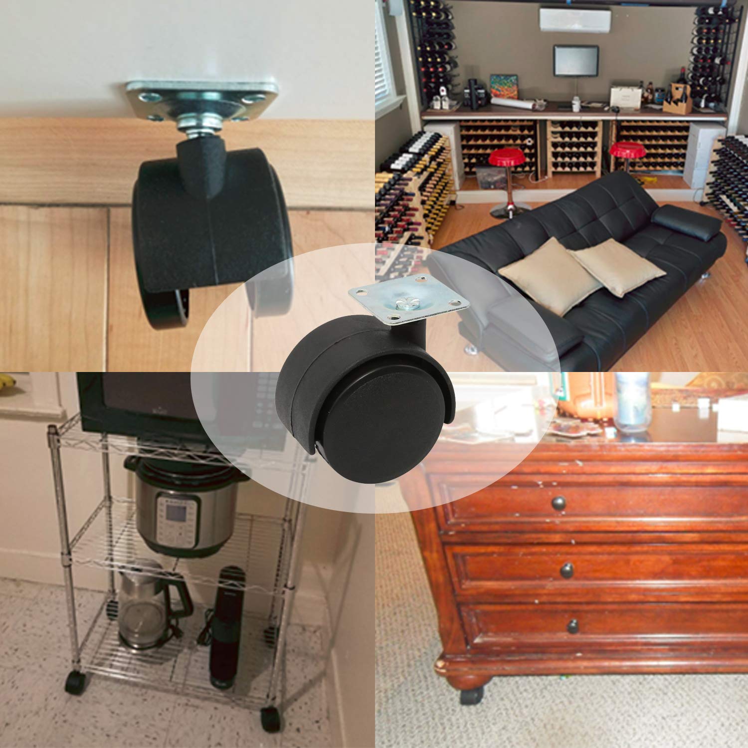 Snapklik.com : Homend 4 Pack 2 Inch Plastic Casters, Black Nylon ...