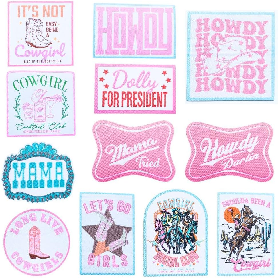 Amazon.com: 12PC Large Trucker Hat Patches Western Country Vintage Iron On Hats Preppy Patch ...