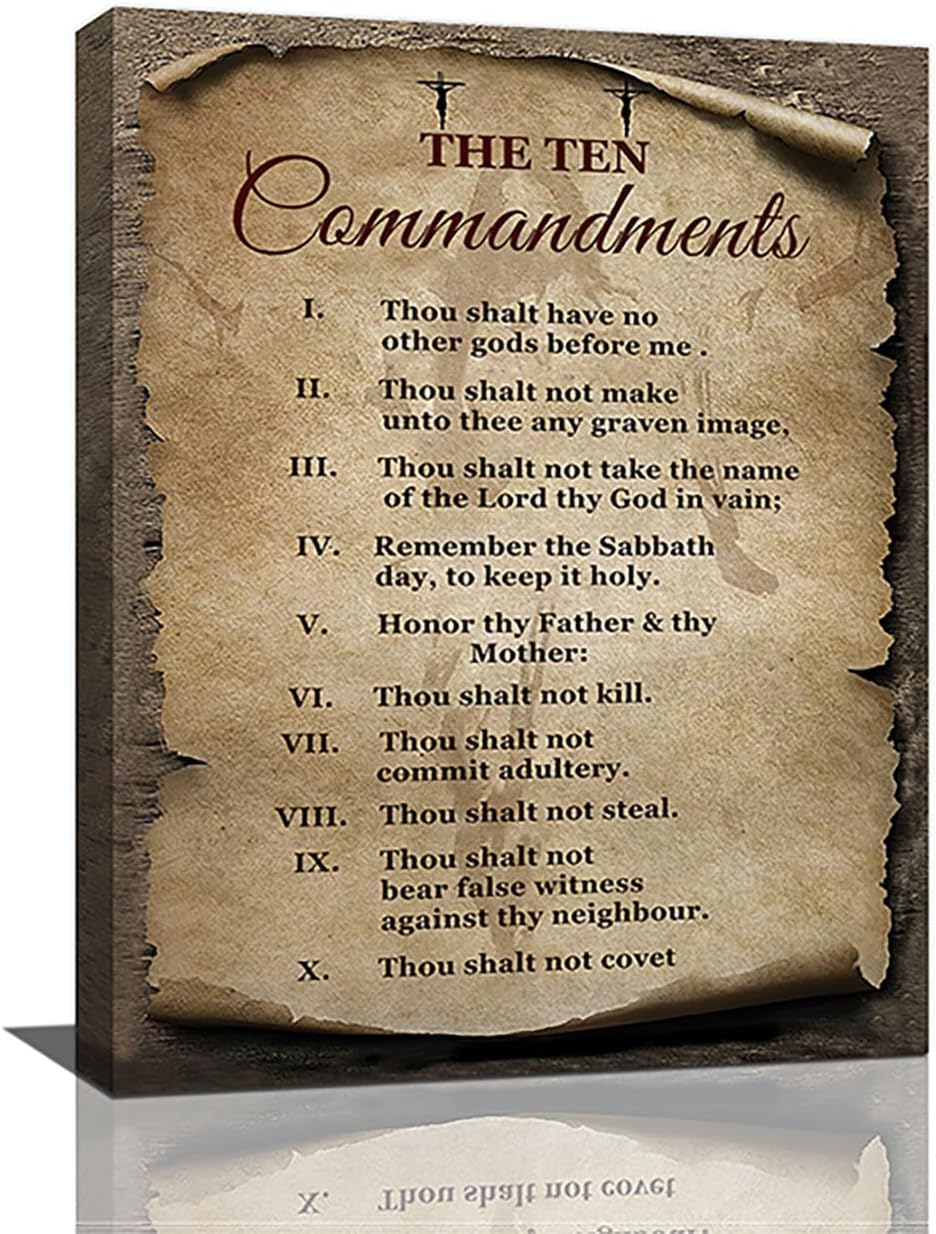 Amazon.com: 10 Commandments Wall Art Vintage Scripture Ten Commandments ...