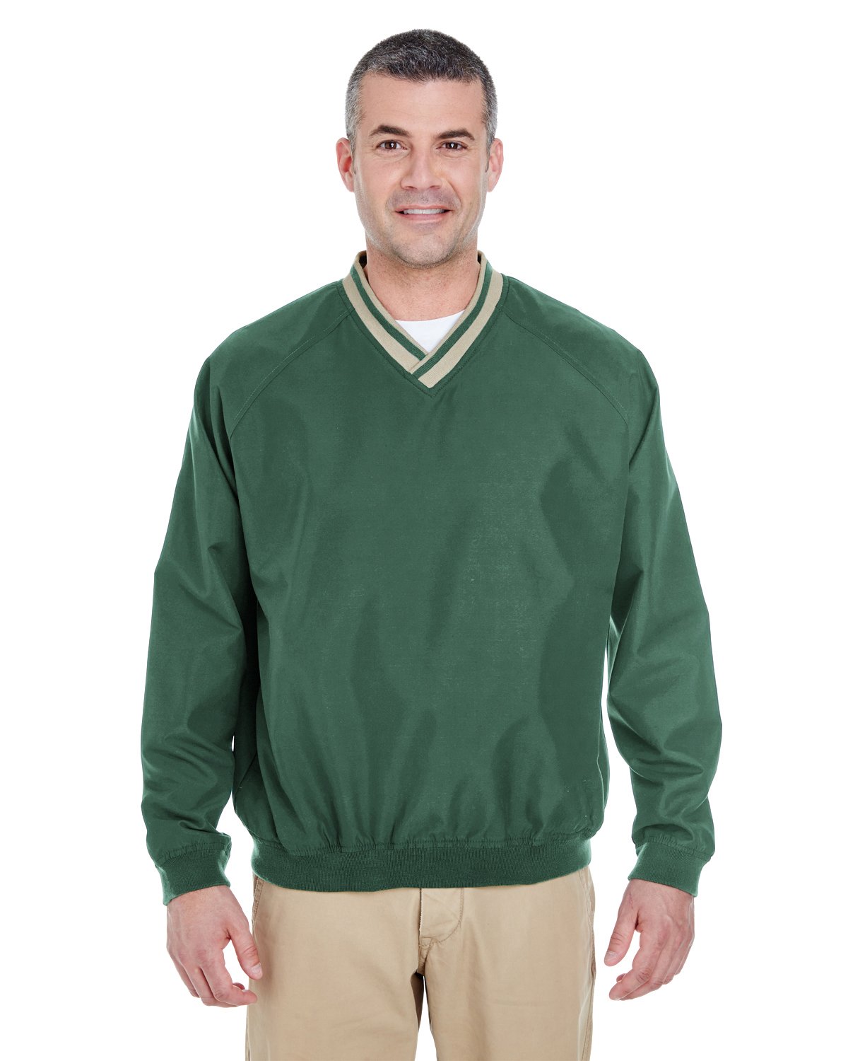 Ultraclub 8926 UC V-neck Windshirt - Forest Green/Tan - S at Amazon Men ...