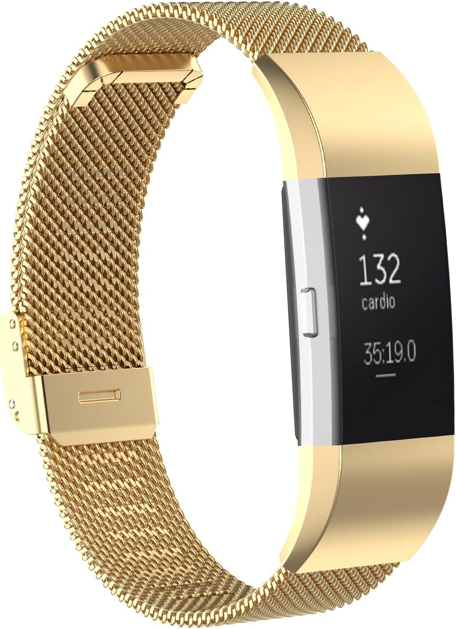 Gheper Metal Band Compatible with Fitbit Charge 2 / Charge 2 HR Mesh ...