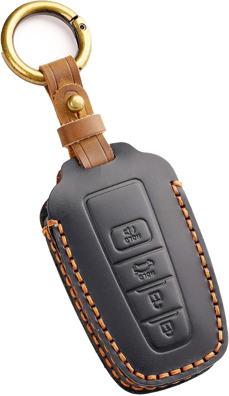 Amazon.com: Hontumax Genuine Leather 4-Button Key Fob Cover for Toyota ...