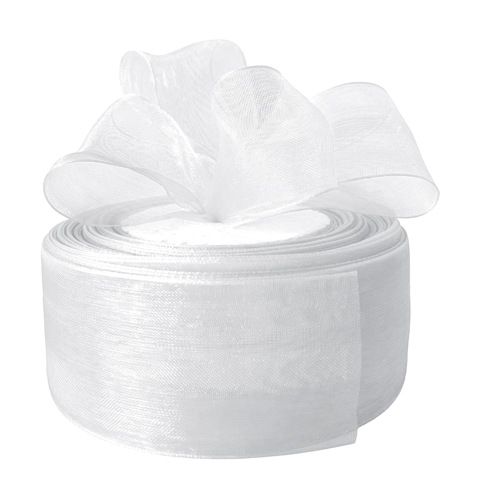 Bealif 40mm White Organza Ribbon for Gift Wrapping, Sheer Chiffon ...