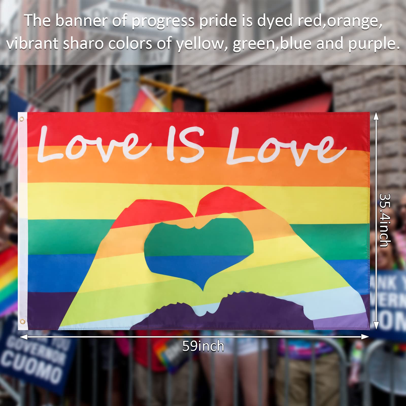 GORVELL 5ft x 3ft Pride Flag, Love is Love LGBT LGBTQ Pride Bunting ...