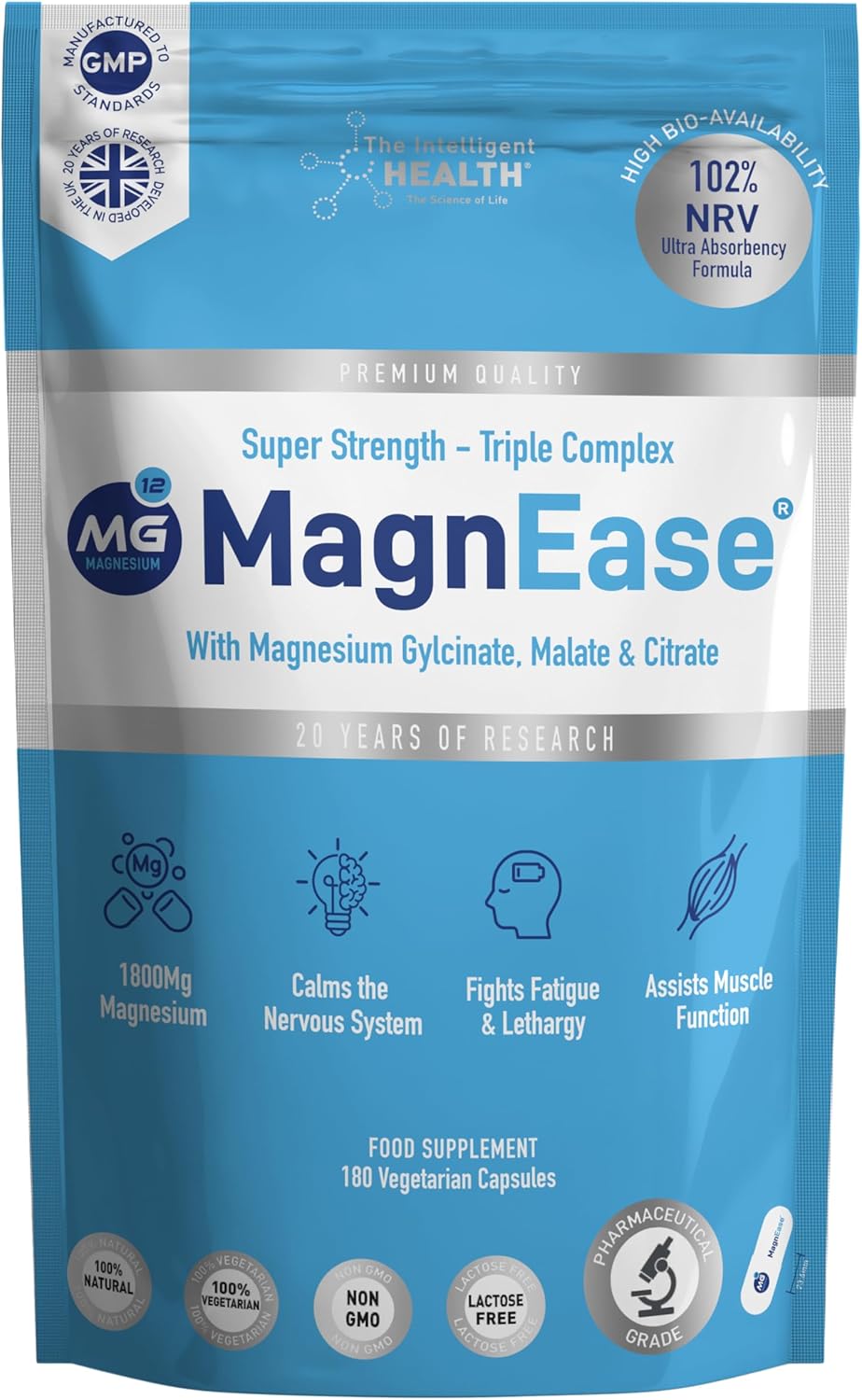 The Intelligent Health MagnEase Magnesium Glycinate 3-in-1 Complex ...