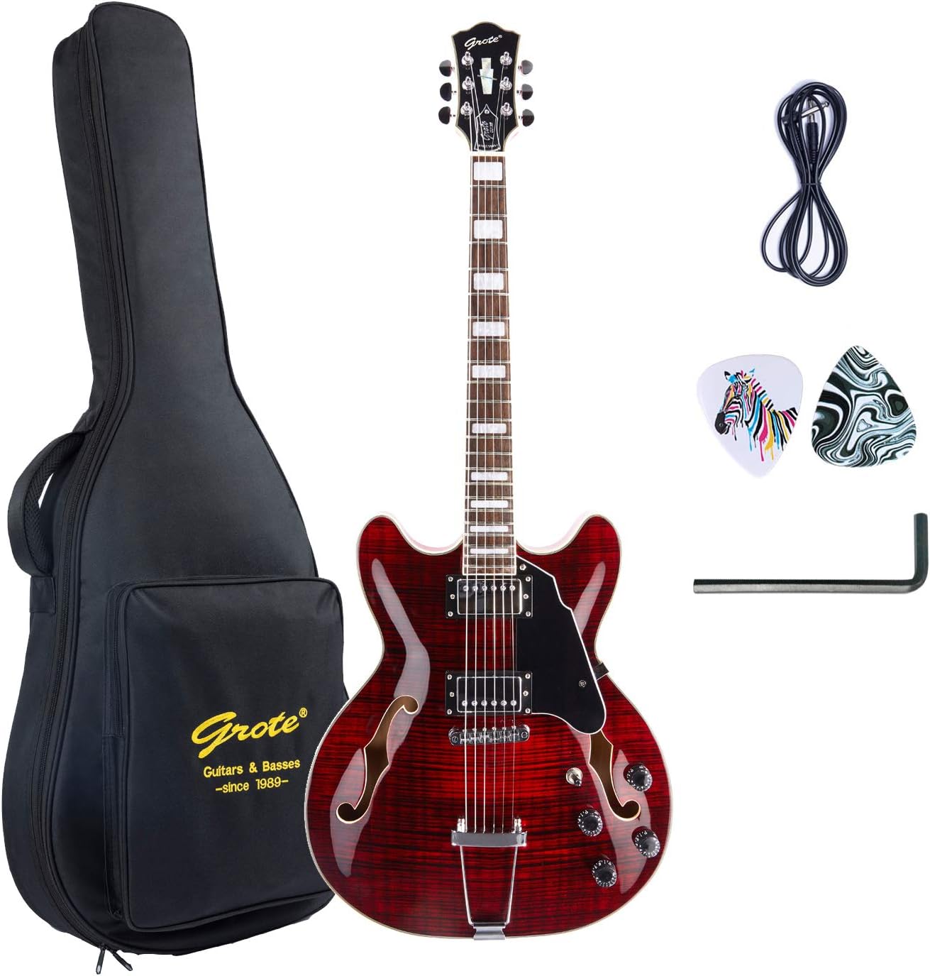 Amazon.com: Wine red matte hollow electric guitar : Musical Instruments