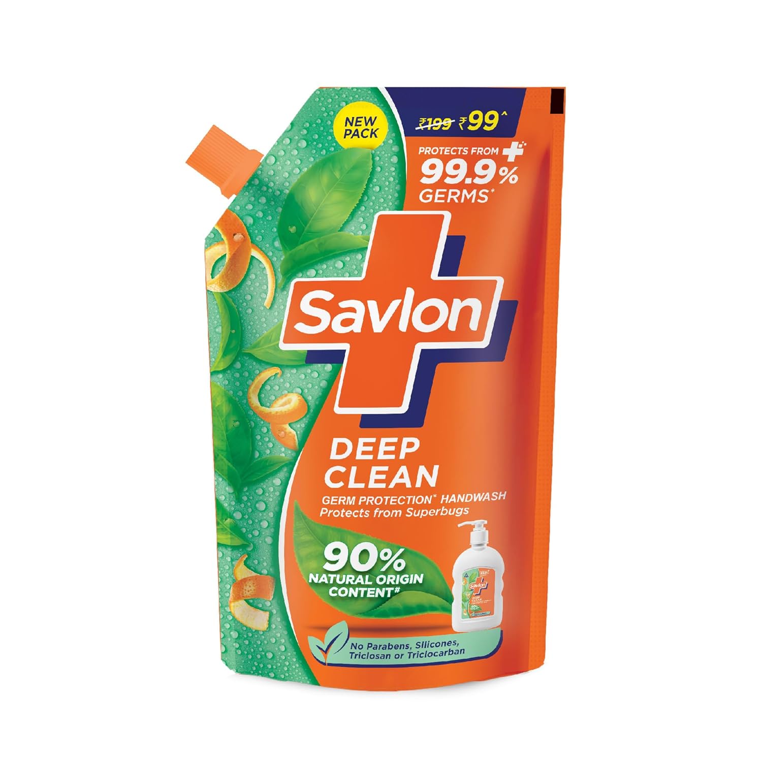 Savlon Deep Clean Germ Protection Liquid Handwash Refill Pouch, 725 ...