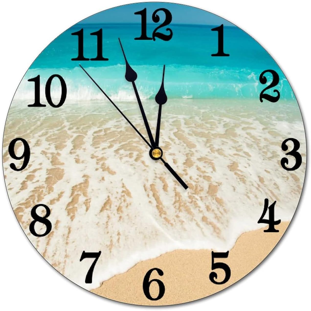 Amazon.com: One Bear Beautiful Beach Wall Clock, Non Ticking Quartz ...