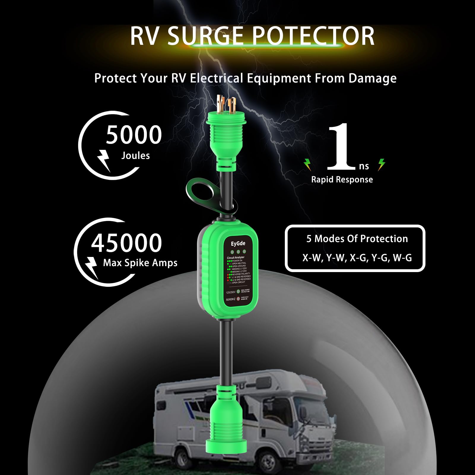 Snapklik.com : EyGde 4 Prong 30Amp To 30 Amp Twist Lock Adapter, RV ...