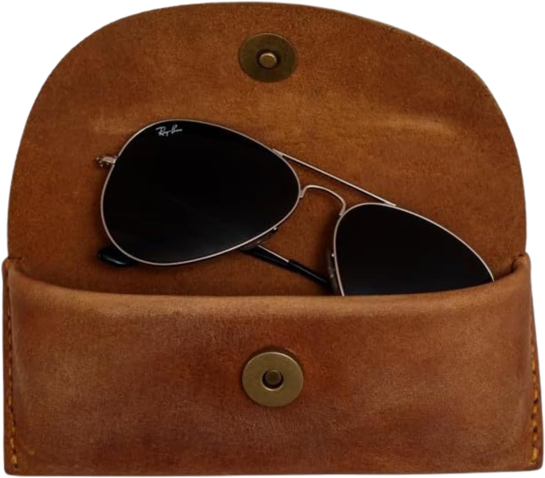 Calabria Double Snap Belt Loop Eyeglass Case PU Leather Brown Old ...