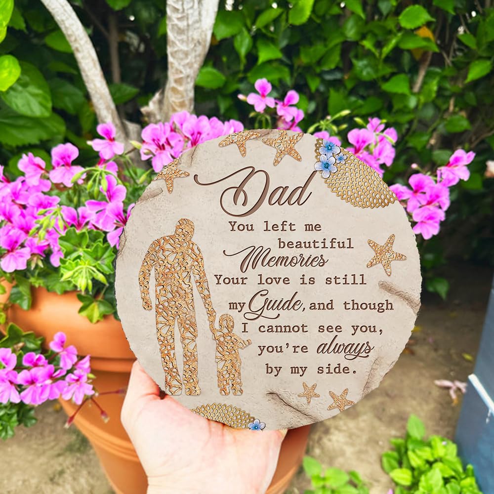 Dad Memorial Stepping Stones Heart Shaped Graveside Stake Dad