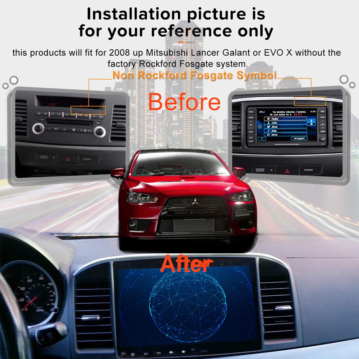 Buy SYGAV Android 10 Radio for Mitsubishi Lancer EVO X 2008-2017 ...