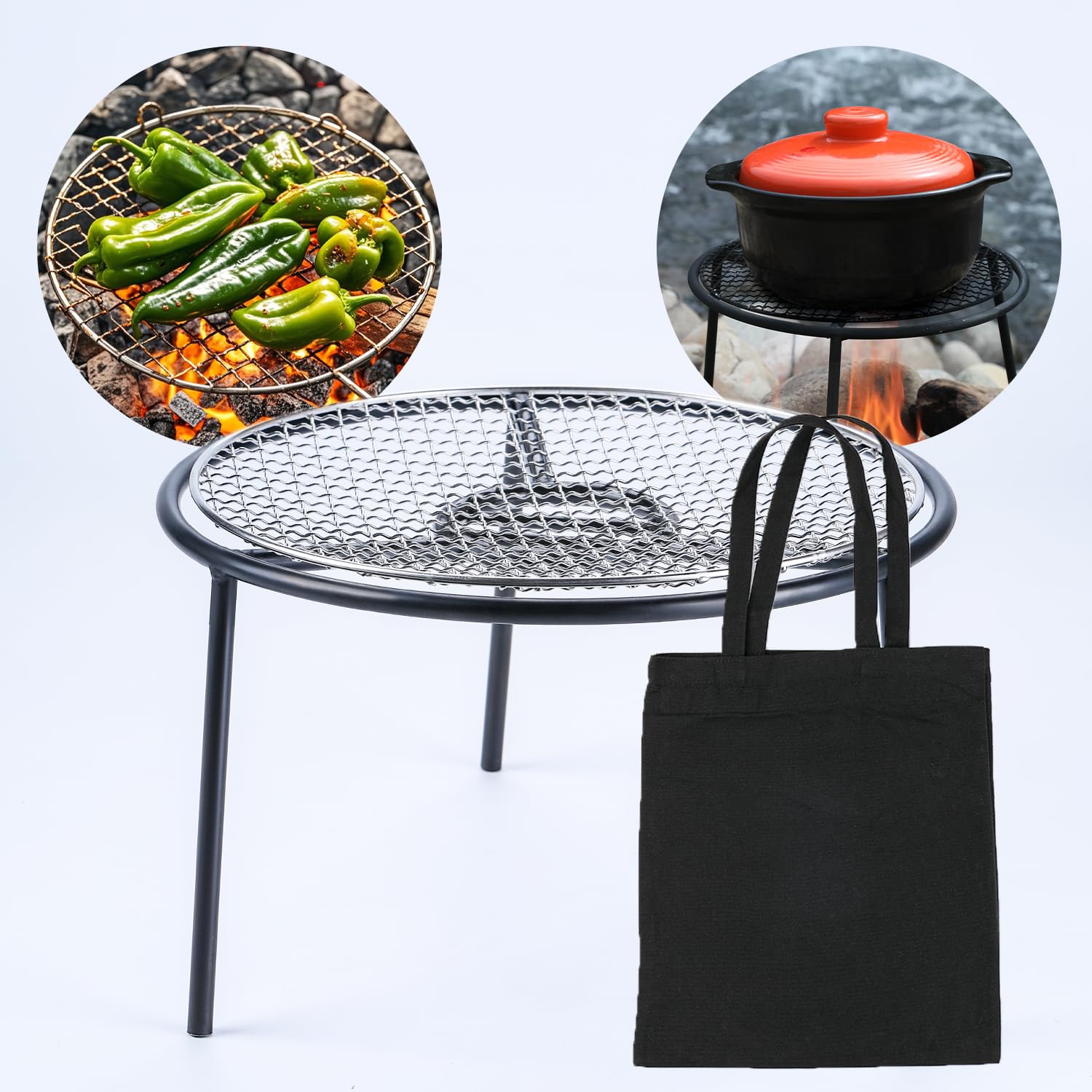Amazon.com : Oprika Campfire Tripod With 304 Stainless Steel Mesh ...