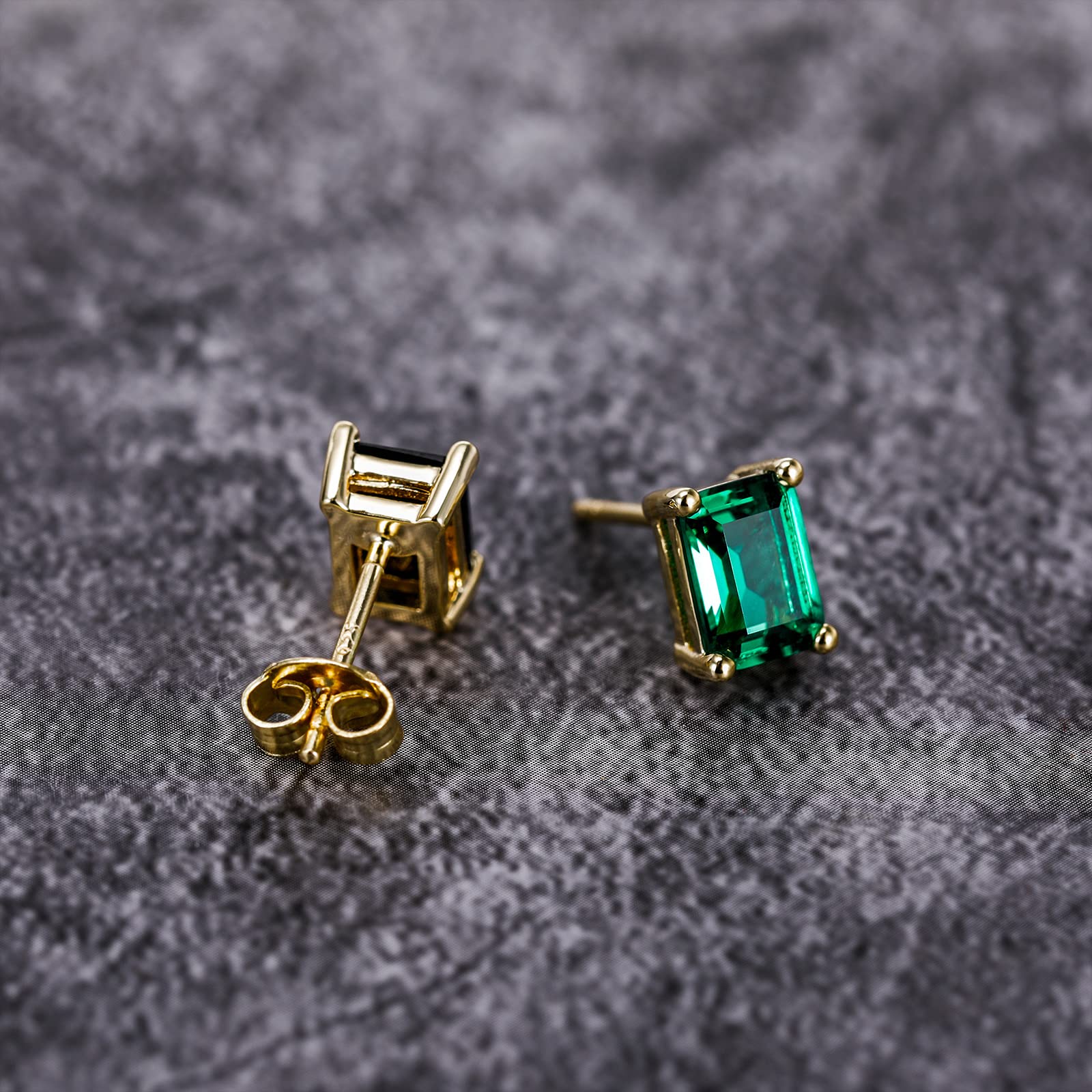 Snapklik.com : Sterling Silver Earrings For Men Women Emerald Cut Stud ...