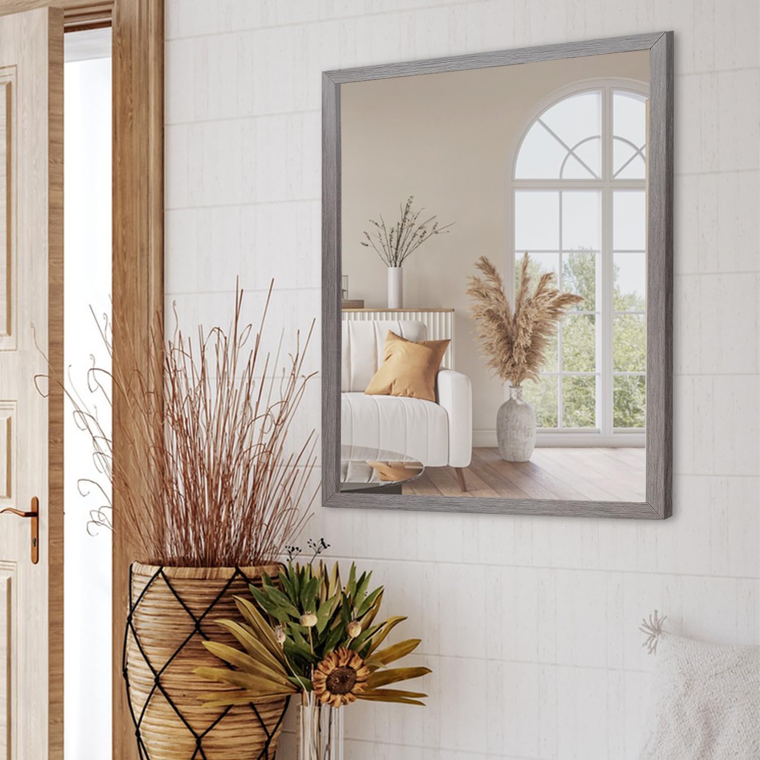 VASUHOME Rustic Farmhouse Mirror, 16x20 Inch Polystyrene Framed ...