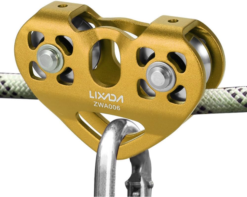Lixada Zip Line Pulley 30KN Tandem Speed Double Pulley for 1/4 5/16 3/8 ...