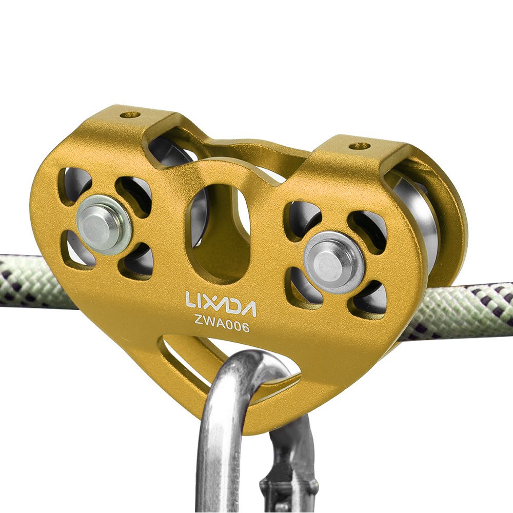 Snapklik.com : Lixada Zip Line Pulley 30KN Tandem Speed Double Pulley ...