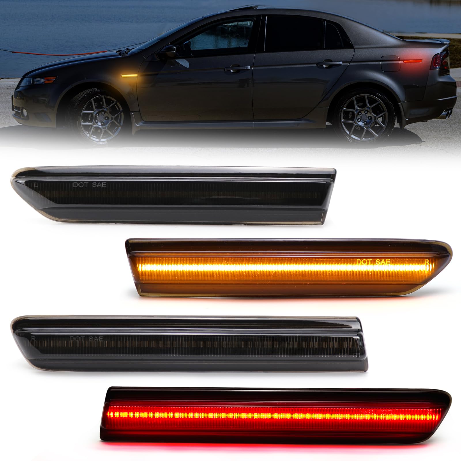Amazon.com: Front Rear LED Side Marker Lights for Acura TL 2004 2005 ...