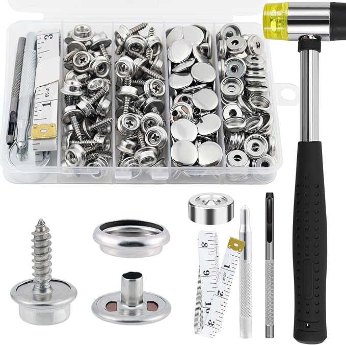 Amazon.com: Canvas Snap Kit, 186PCS Snaps Button, Heavy Duty Fastener ...