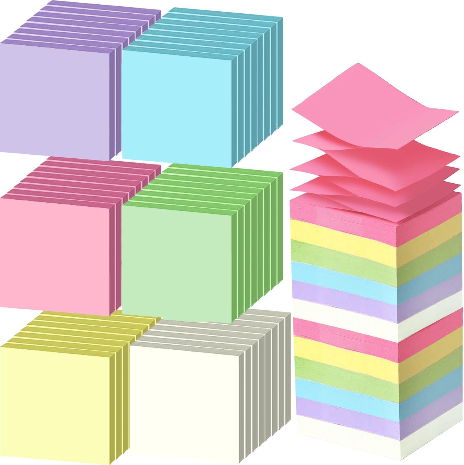 Amazon.com : Beieverluck 48 Pack Pop Up Sticky Notes 3X3 Inch Colorful ...