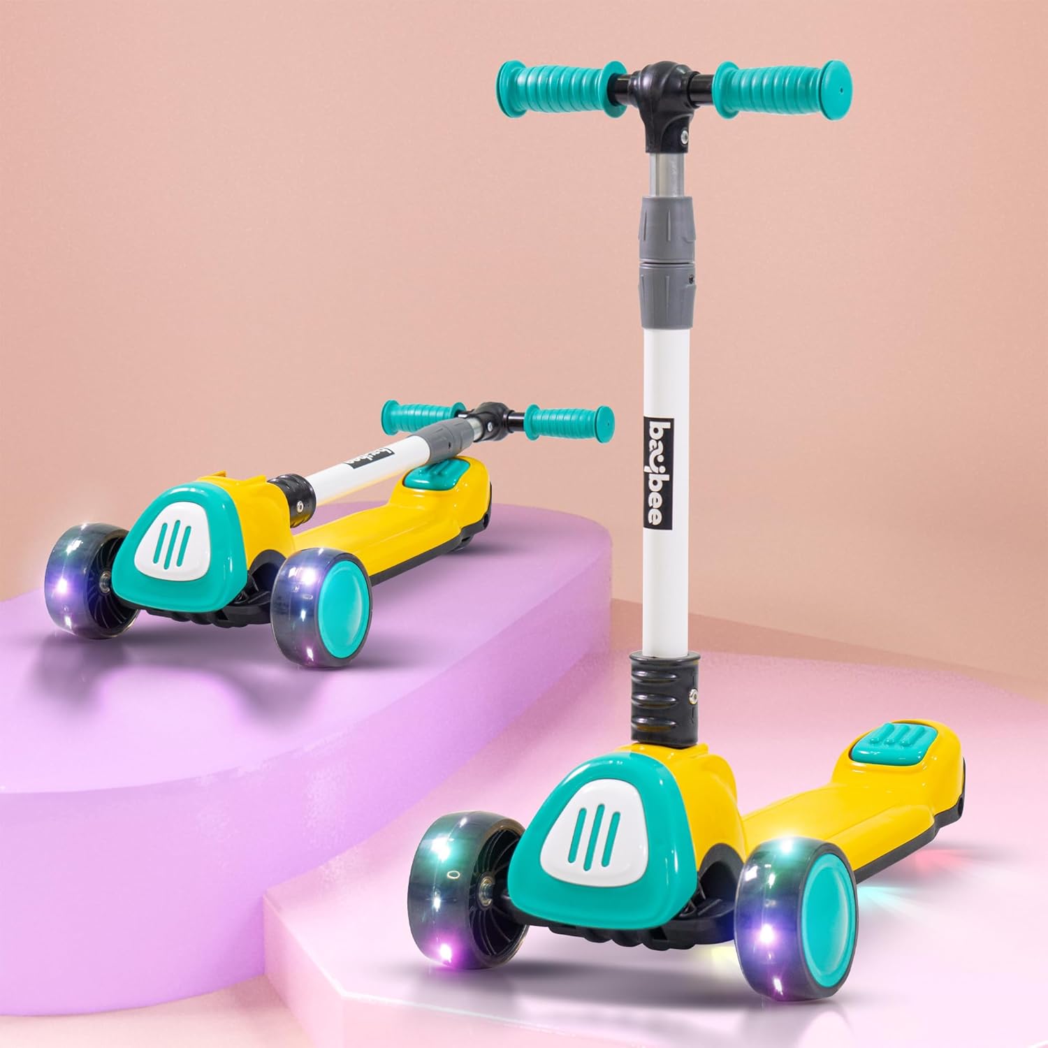 Baybee Dusty Kick Scooter for Kids, 3 Wheel Kids Scooter with Foldable ...