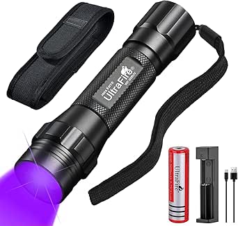 ULTRAFIRE UV Torch 395-405nm Blacklight LED Torch, Single Mode Zoomable ...
