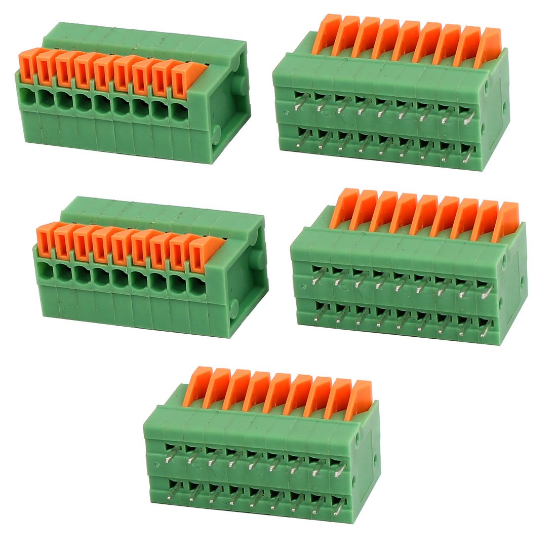 Aexit 5pcs KF141V Terminals 150V 2A 2.54mm Pitch 9P Green Spring ...