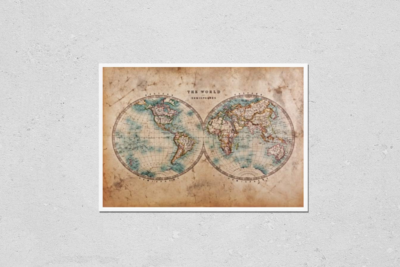 Amazon.com - Wall Art Poster Print of A Genuine Old Stained World Map ...