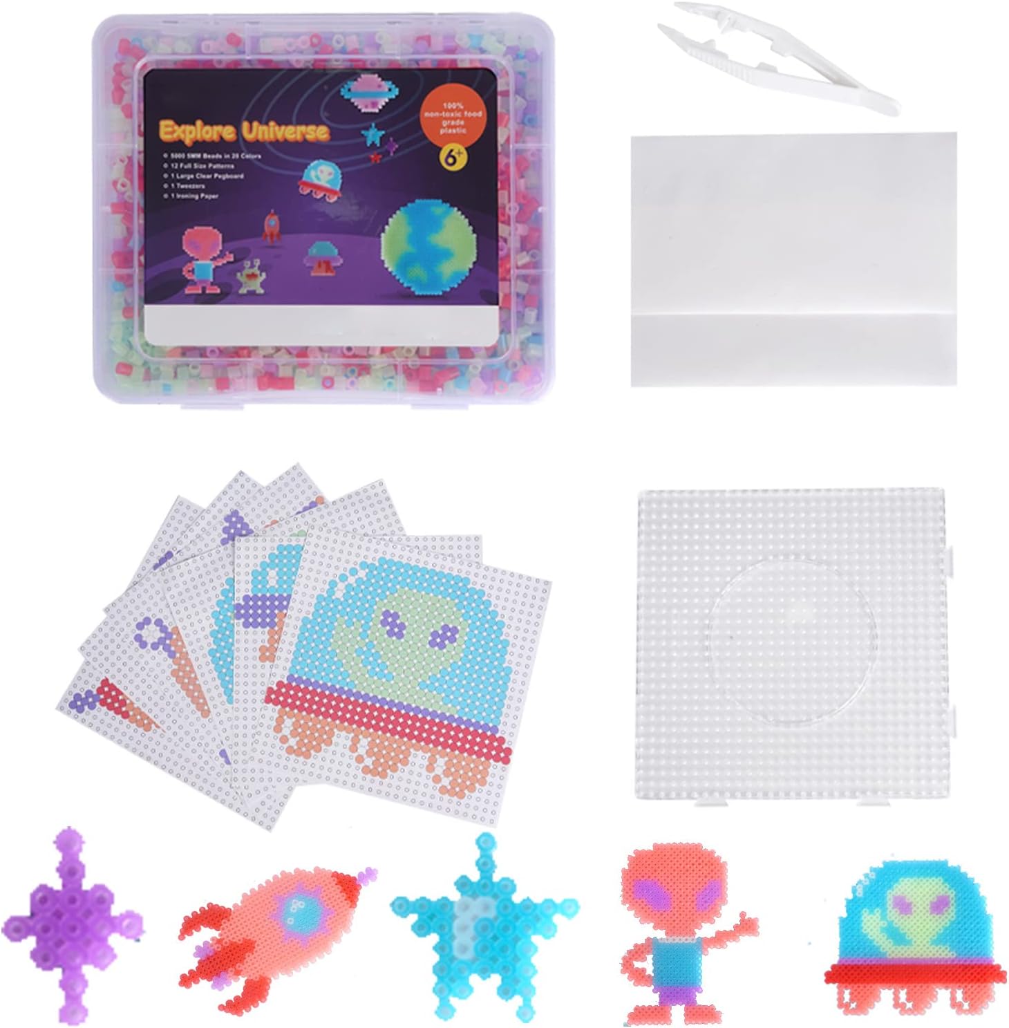 Amazon.com: Akingshop Glow in The Dark Melting Beads Kits, Alien Fuse ...