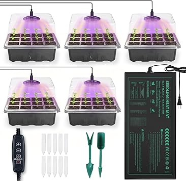 Amazon.com : AUPETEK Seed Germination Kit with Heat Mat and Light ...