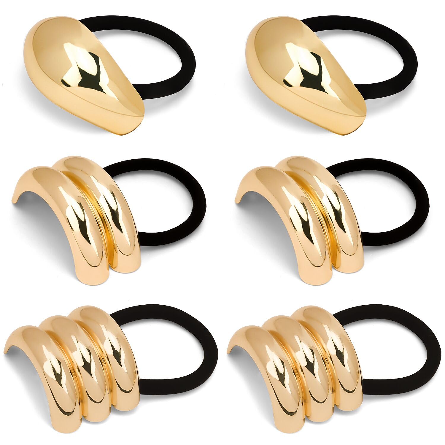 Amazon.com : Chanaco 6Pcs Metal Hair Tie Gold Hair Cuffs for Women ...