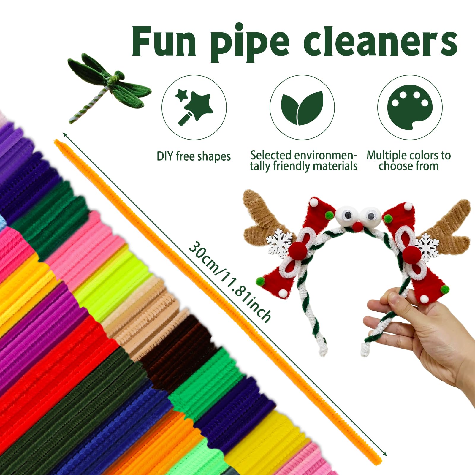Snapklik.com : 1200pcs Pipe Cleaners, 60 Colors Thick Pipe Cleaners ...