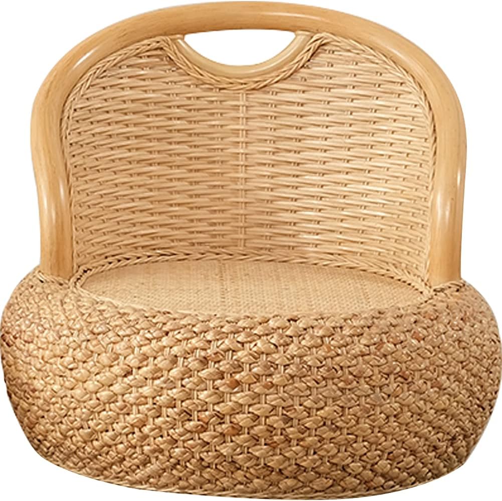 Amazon.com: Kelendle Round Rattan Floor Chair with Ergonomic Backrest ...