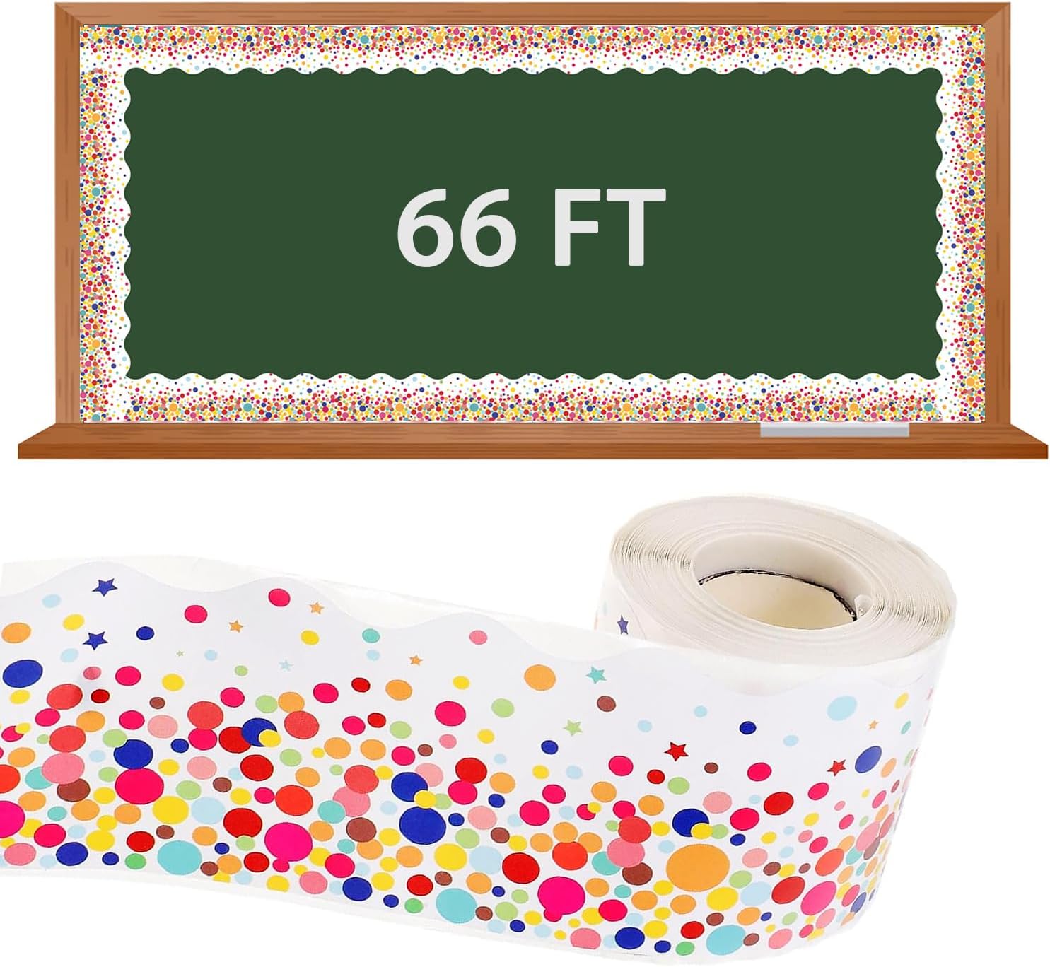 Amazon.com : 66 Ft Bulletin Board Borders, White Confetti Scalloped ...